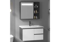 China Luxury Floating Bathroom Vanity Supplier Mirror Cabinet Modern Matte White Wall Mounted Bathroom Vanity Set for sale