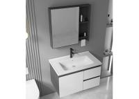 China Luxury Floating Bathroom Vanity Supplier Mirror Cabinet Modern Matte White Wall Mounted Bathroom Vanity Set for sale