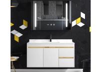 China New White Design Bath Room Vanity Units Solid Surface Wash Basin Wooden Panel Bathroom Cabinet With Mirror for sale