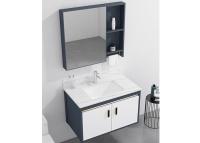 China Bathroom Wall Mounted White High Glossy Painting PVC Ceramic Basin Vanity With Mirror for sale