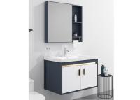 China Bathroom Wall Mounted White High Glossy Painting PVC Ceramic Basin Vanity With Mirror for sale