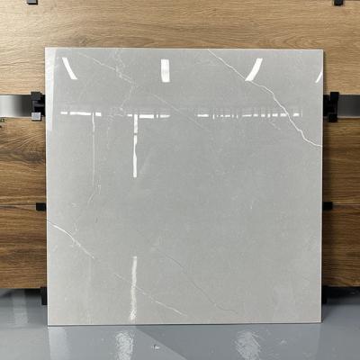 China High Glossy Gray Color Nature Texture 600*600mm Glazed Polished Porcelain Floor Tiles for sale