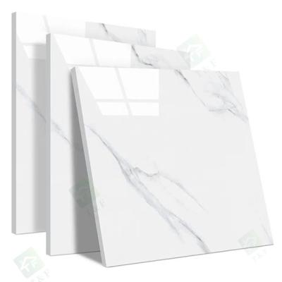 China Hotel Anti Slip Glossy Glazed Marble Tiles Full Body White Color Wear Resistant for sale