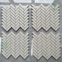 China Morden Fish Bone Marble Mosaic Background Wall Tiles For Living Room for sale