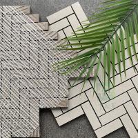China Morden Fish Bone Marble Mosaic Background Wall Tiles For Living Room for sale