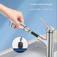 China Modern Hot And Cold Flexible Rotation Pull Out Basin Faucet With Two Spray Multi Function for sale