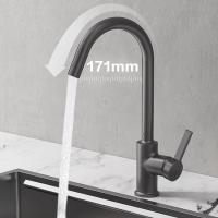 China Matte Black Goose Neck Kitchen Faucet Single Hole Stainless Steel Taps for sale