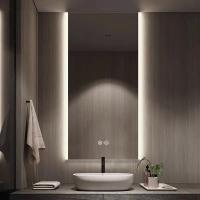 China Smart LED Hotel Bathroom Vanity Mirrors Wall Mounted Frameless Defogger Dimmer for sale