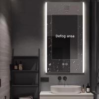 China Smart LED Hotel Bathroom Vanity Mirrors Wall Mounted Frameless Defogger Dimmer for sale