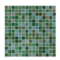 China Classical Retro Style Green Glass Mosaic Tiles With Gold Line Bathroom Toilet Background Wall Tiles for sale