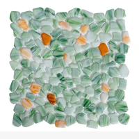 China Cobble Pebble Shaped Glass Mosaic Tiles Glossy Mosaic Kitchen Wall Pebble Mosaic for sale