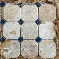 China 300X300mm Non Slip Floor Tiles Natural Cave Stone Mosaic Clem Stone Hotel Do Old Octagon for sale