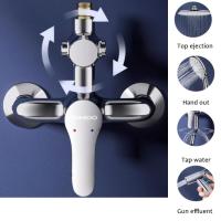 China Wall Mounted Round Faucet Shower Set Pressurized Shower Head For Household Bathroom for sale