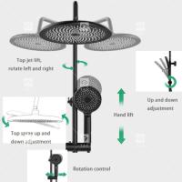 China Electroplating Three Piece Shower Head Set With Pressurized Black Shower Head OEM for sale