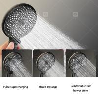 China Electroplating Three Piece Shower Head Set With Pressurized Black Shower Head OEM for sale