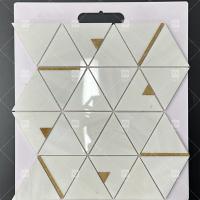 China Marble Stone Triangle Luxury Mosaic Tiles With Stainless Steel Metal Mosaic Tile Bathroom Backsplash for sale