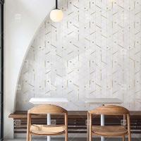 China Marble Stone Triangle Luxury Mosaic Tiles With Stainless Steel Metal Mosaic Tile Bathroom Backsplash for sale