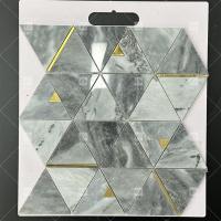 China Marble Stone Triangle Luxury Mosaic Tiles With Stainless Steel Metal Mosaic Tile Bathroom Backsplash for sale