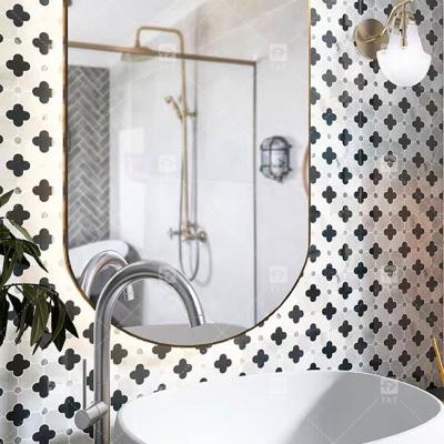China Waterjet Flower Pattern Marble Stone Mosaic Bathroom Tiles For Home Decoration for sale