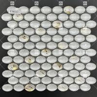 China Unique Round Glass Cabochon Mosaic Tile Bathroom Kitchen Moeden Decorative for sale