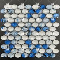 China Unique Round Glass Cabochon Mosaic Tile Bathroom Kitchen Moeden Decorative for sale