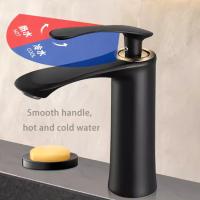 China Black Wash Basin Hot And Cold Faucet Bathroom Copper Faucet for sale