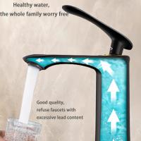 China Black Wash Basin Hot And Cold Faucet Bathroom Copper Faucet for sale