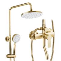 China Nordic Light Luxury Shower Set Home Faucet Brass Brushed Gold Hot And Cold Pressurized Nozzle for sale