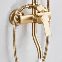 China Nordic Light Luxury Shower Set Home Faucet Brass Brushed Gold Hot And Cold Pressurized Nozzle for sale