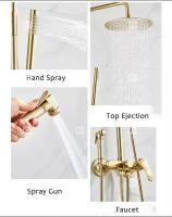 China Nordic Light Luxury Shower Set Home Faucet Brass Brushed Gold Hot And Cold Pressurized Nozzle for sale