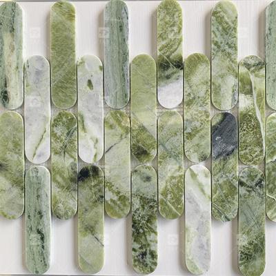 China Long Oval Stone Mosaic Subway Wall Tiles For Bathroom And Living Room for sale