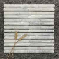 China Marble Pattern 3D Arc Long Strip Mosaic Floor Wall Tile For TV Backdrop Kitchen Backsplash for sale