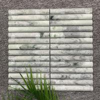 China Marble Pattern 3D Arc Long Strip Mosaic Floor Wall Tile For TV Backdrop Kitchen Backsplash for sale