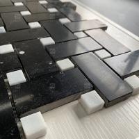 China Square Black And White Marble Stone Mosaic Tile 8mm Wall Decoration for sale