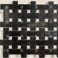 China Square Black And White Marble Stone Mosaic Tile 8mm Wall Decoration for sale