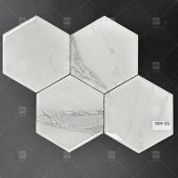 China 295x310mm Hexagonal Glass Mosaic Tile Glossy Surface  For Bathroom Wall for sale
