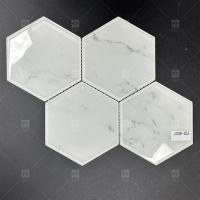 China 295x310mm Hexagonal Glass Mosaic Tile Glossy Surface  For Bathroom Wall for sale