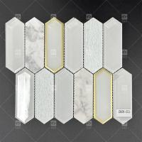 China 295x310mm Hexagonal Glass Mosaic Tile Glossy Surface  For Bathroom Wall for sale