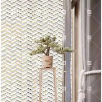 China Carrara Marble Mixed Brass Herringbone Mosaic Tile 300x300mm Anti - Slip for sale