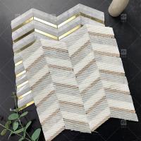 China Carrara Marble Mixed Brass Herringbone Mosaic Tile 300x300mm Anti - Slip for sale