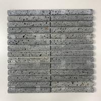 China Black Color Curve Fluted Limestone Mosaic Tile Decoration Bathroom Backsplash Tile for sale