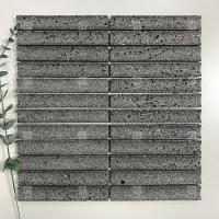 China Black Color Curve Fluted Limestone Mosaic Tile Decoration Bathroom Backsplash Tile for sale