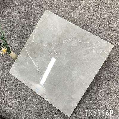 China Full Body Gray Color Marble Look Porcelain Glossy Tile For Interior Floor And Wall for sale