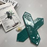 China Hand Made Art Long Hexagon Green Mosaic Tiles For Bathroom Kitchen for sale