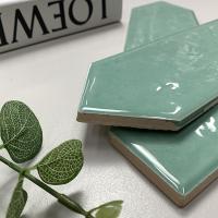 China Hand Made Art Long Hexagon Green Mosaic Tiles For Bathroom Kitchen for sale