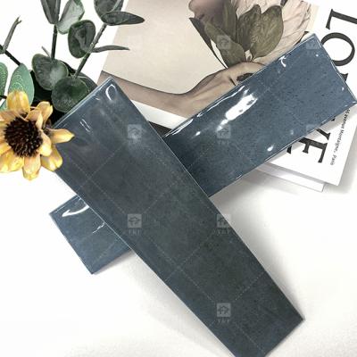 China 75x300mm Wavy Glossy Glazed Porcelain Subway Tile Restaurant Backsplash Kitchen Bathroom Shower Wall  Tile for sale