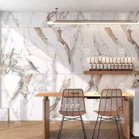 China House Glossy White Golden Marble Tile Vitrified Interior Walls Gold Vein Ceramic Carara Floor Marble Tile for sale