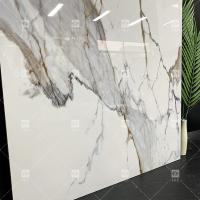 China House Glossy White Golden Marble Tile Vitrified Interior Walls Gold Vein Ceramic Carara Floor Marble Tile for sale