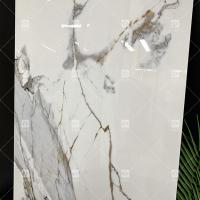 China House Glossy White Golden Marble Tile Vitrified Interior Walls Gold Vein Ceramic Carara Floor Marble Tile for sale