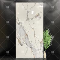 China House Glossy White Golden Marble Tile Vitrified Interior Walls Gold Vein Ceramic Carara Floor Marble Tile for sale